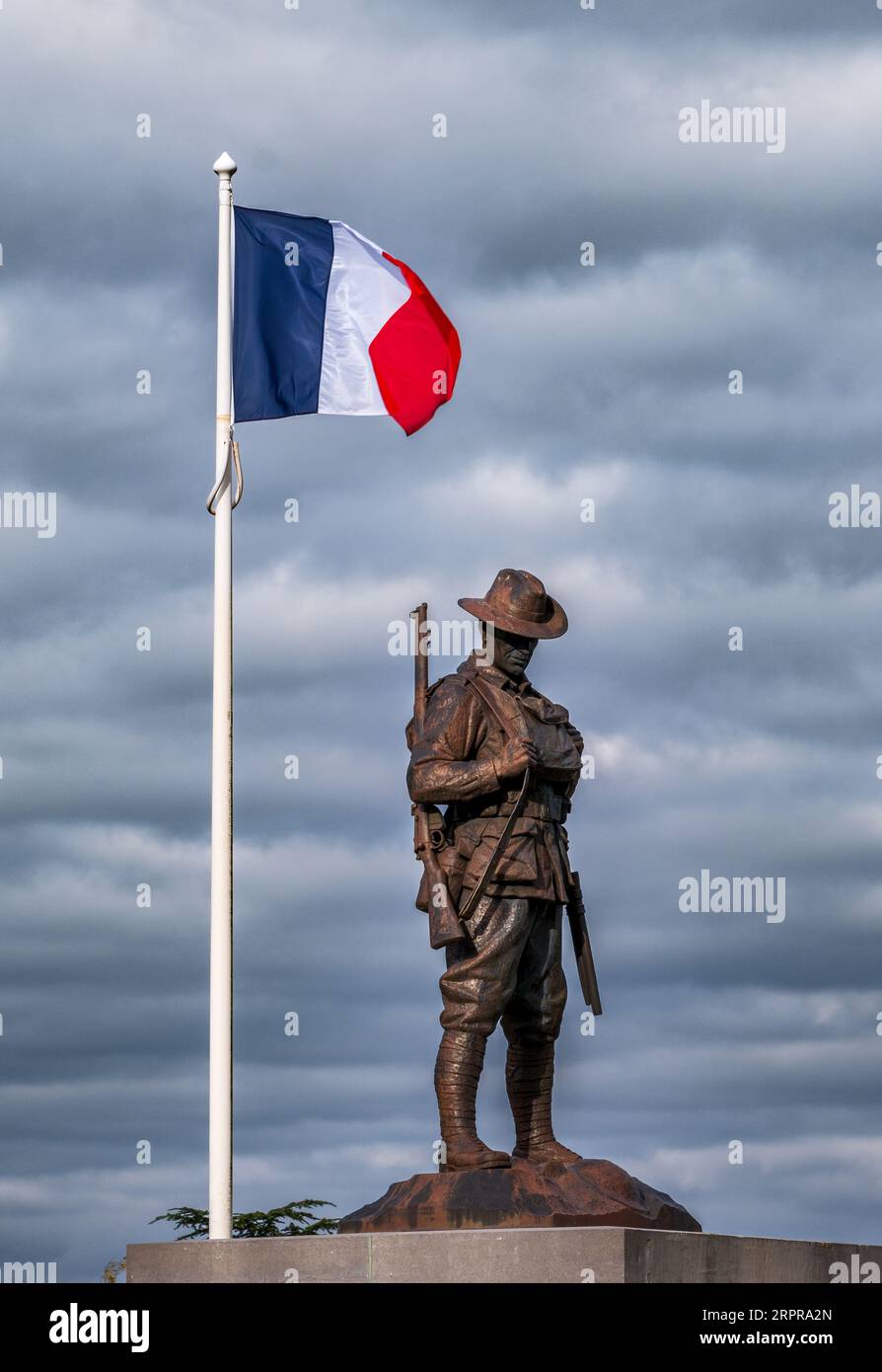 Australian 2nd Division Digger Memorial, Mont St Quentin Stock Photo ...