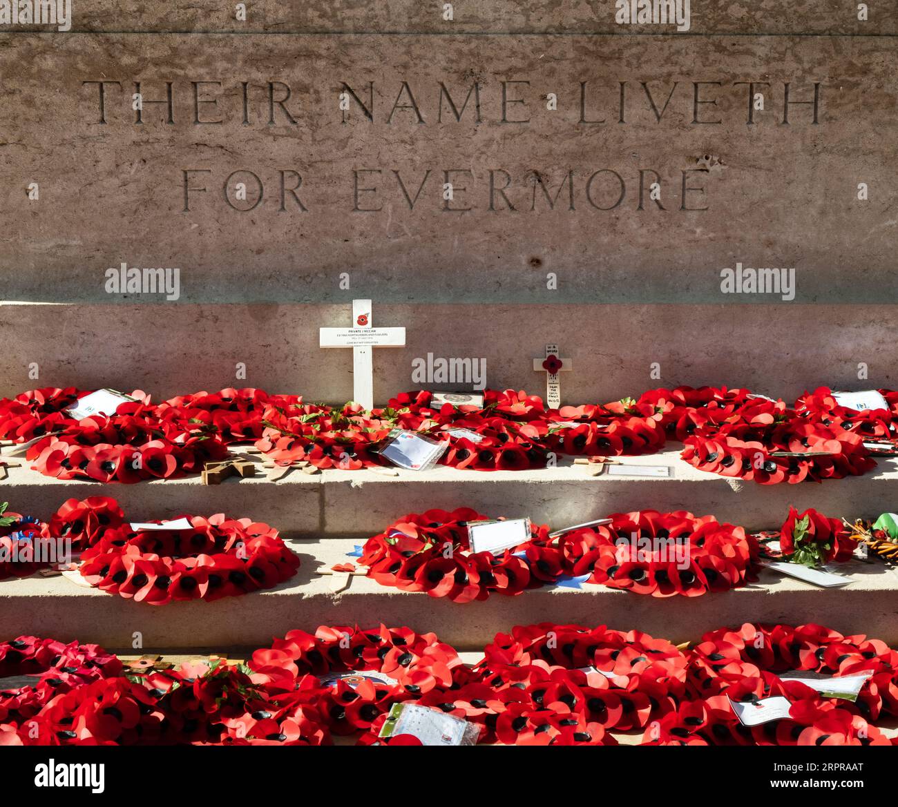 Poppy wreaths laid at Stone of Remembrance in Thiepfval Memorial to the ...