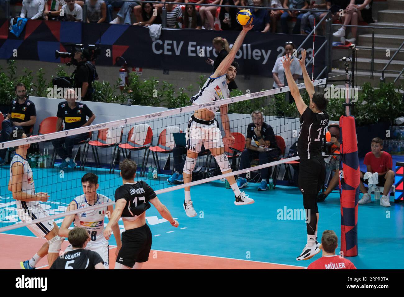 Daniele Lavia of Italy (L) and Anes Perezic of Switzerland (R) seen in ...