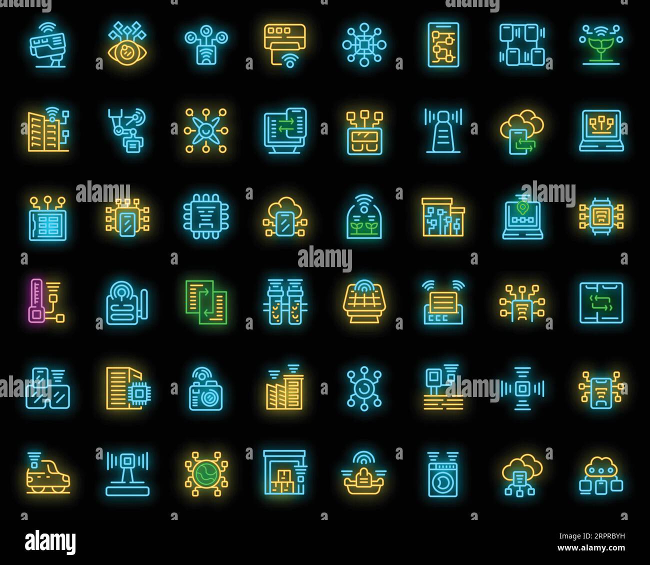 Internet of Things icons set outline vector. Security energy. Network ...