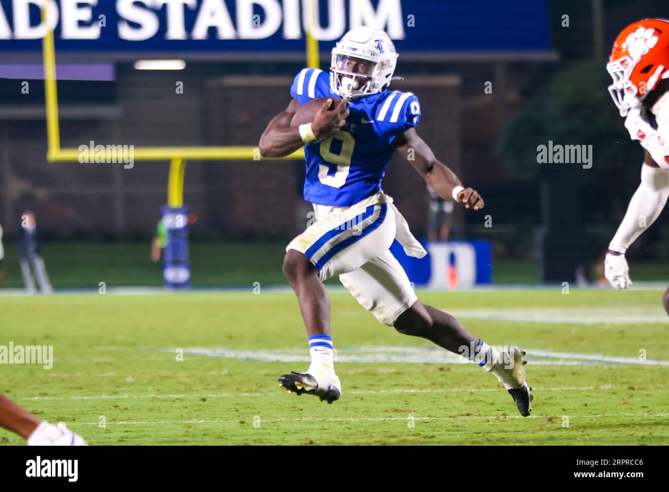 DURHAM, NC - SEPTEMBER 04: Jaquez Moore #9 of the Duke Blue Devils runs ...