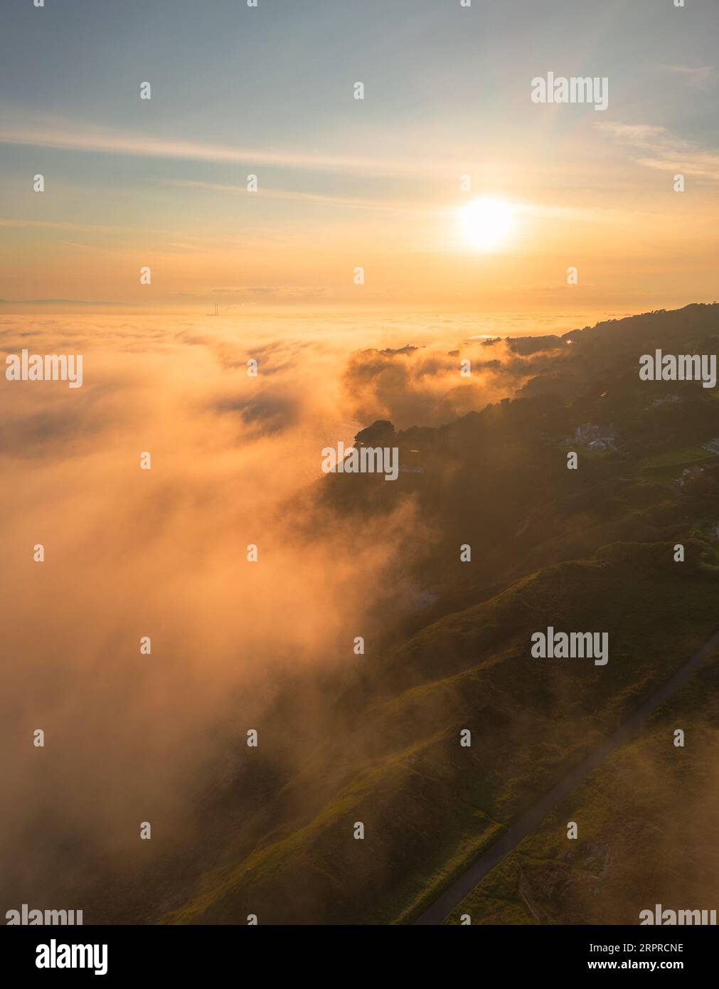 An inversion observed from the Howth Cliff Walk with fog all over ...