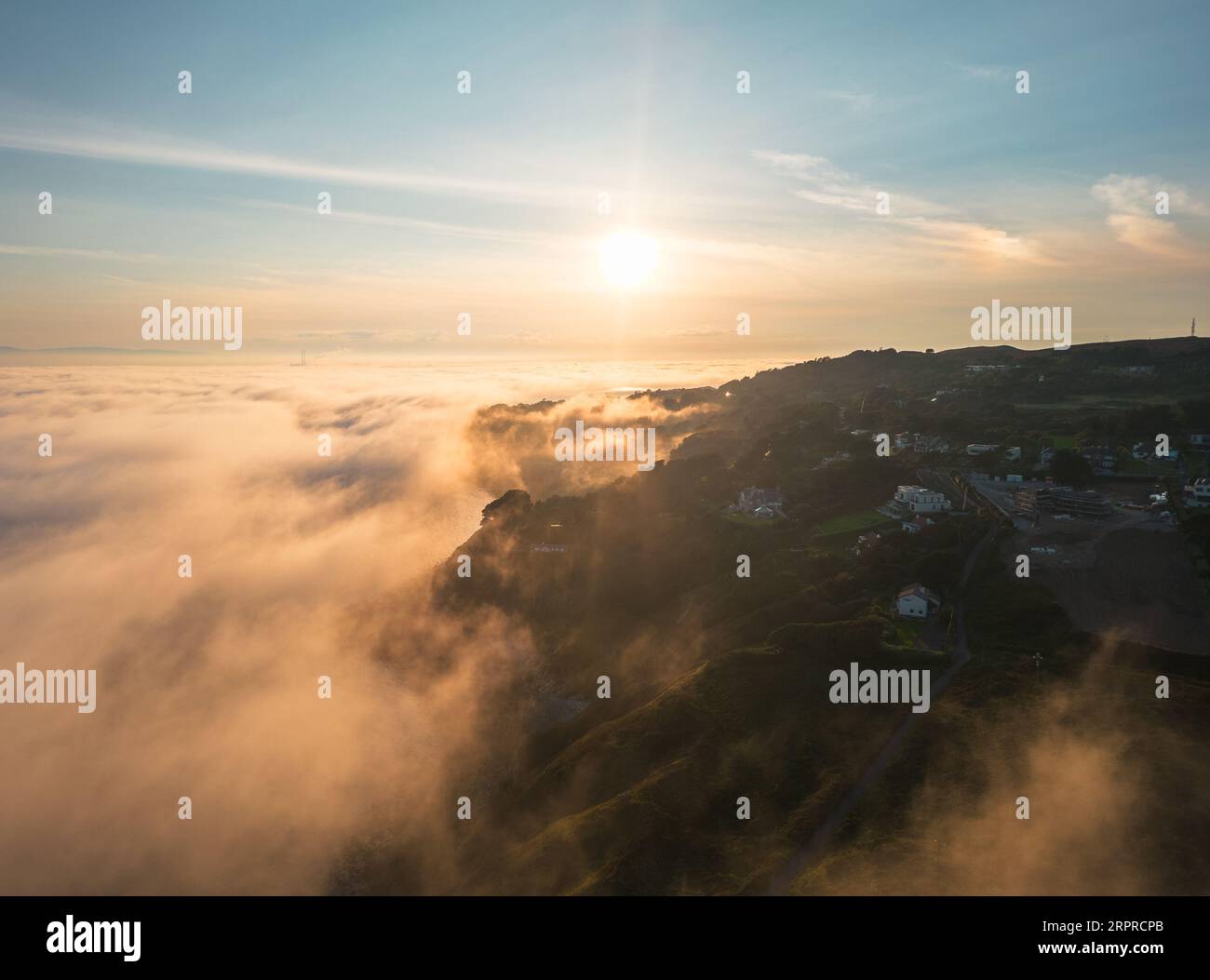 An inversion observed from the Howth Cliff Walk with fog all over ...