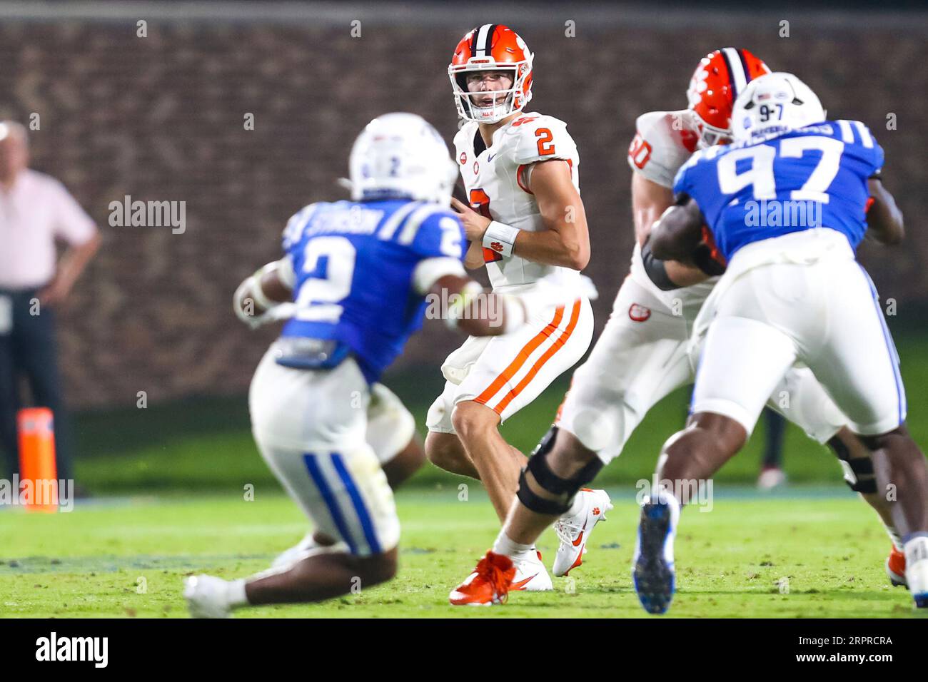 DURHAM, NC - SEPTEMBER 04: Cade Klubnik #2 of the Clemson Tigers looks ...