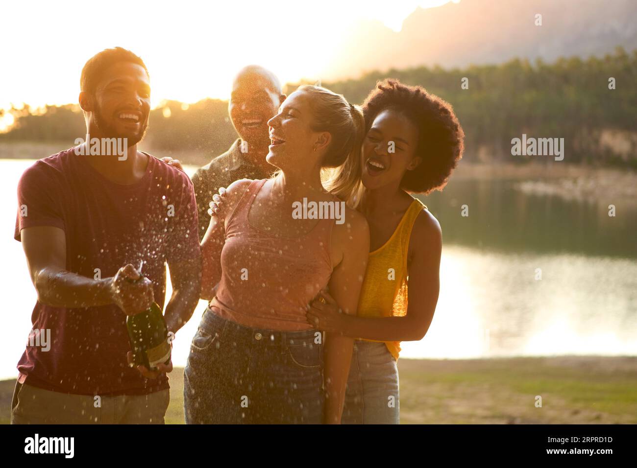 Man spraying champagne hi-res stock photography and images - Alamy