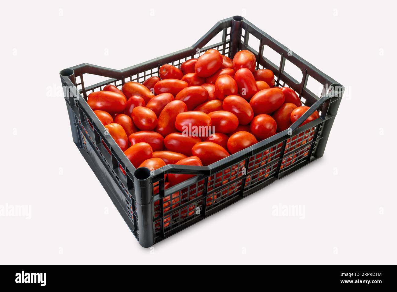 Plum, San Marzano or Roma Tomatoes in black box isolated on white with clipping path included ...