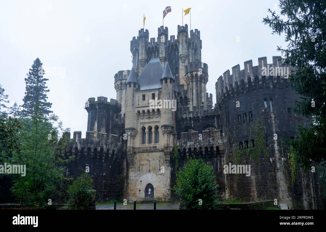 Butron castle on a nice grey rainy day, Spain Stock Photo - Alamy