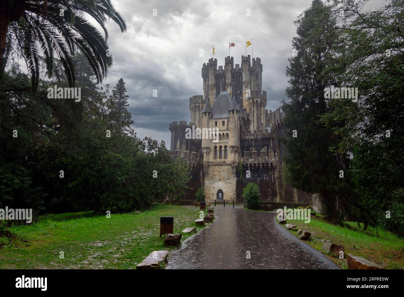 Butron castle on a nice grey rainy day, Spain Stock Photo - Alamy