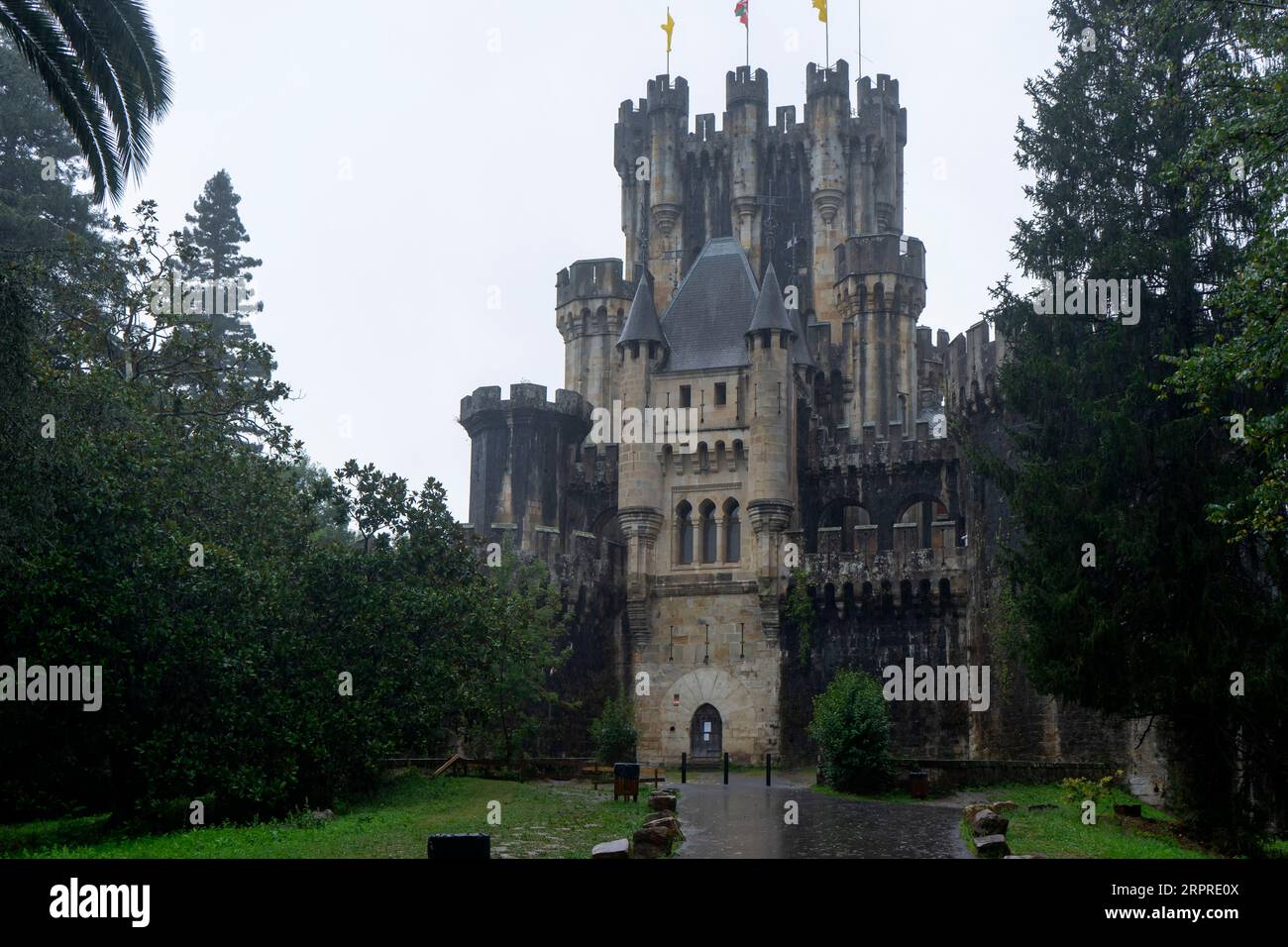Butron castle on a nice grey rainy day, Spain Stock Photo - Alamy