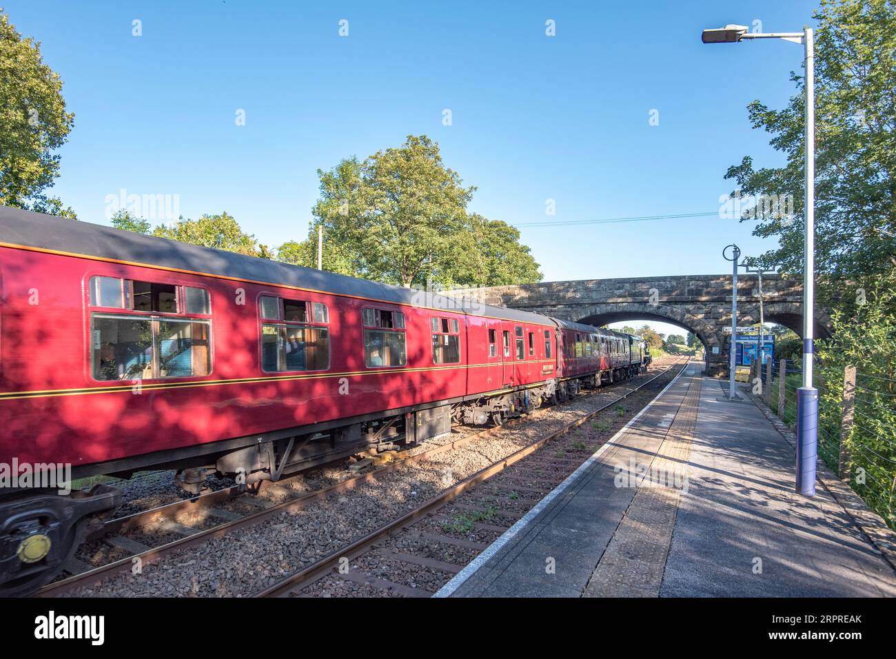Scots Guardsman, steam locomotive 46115 passing through Long Preston on ...