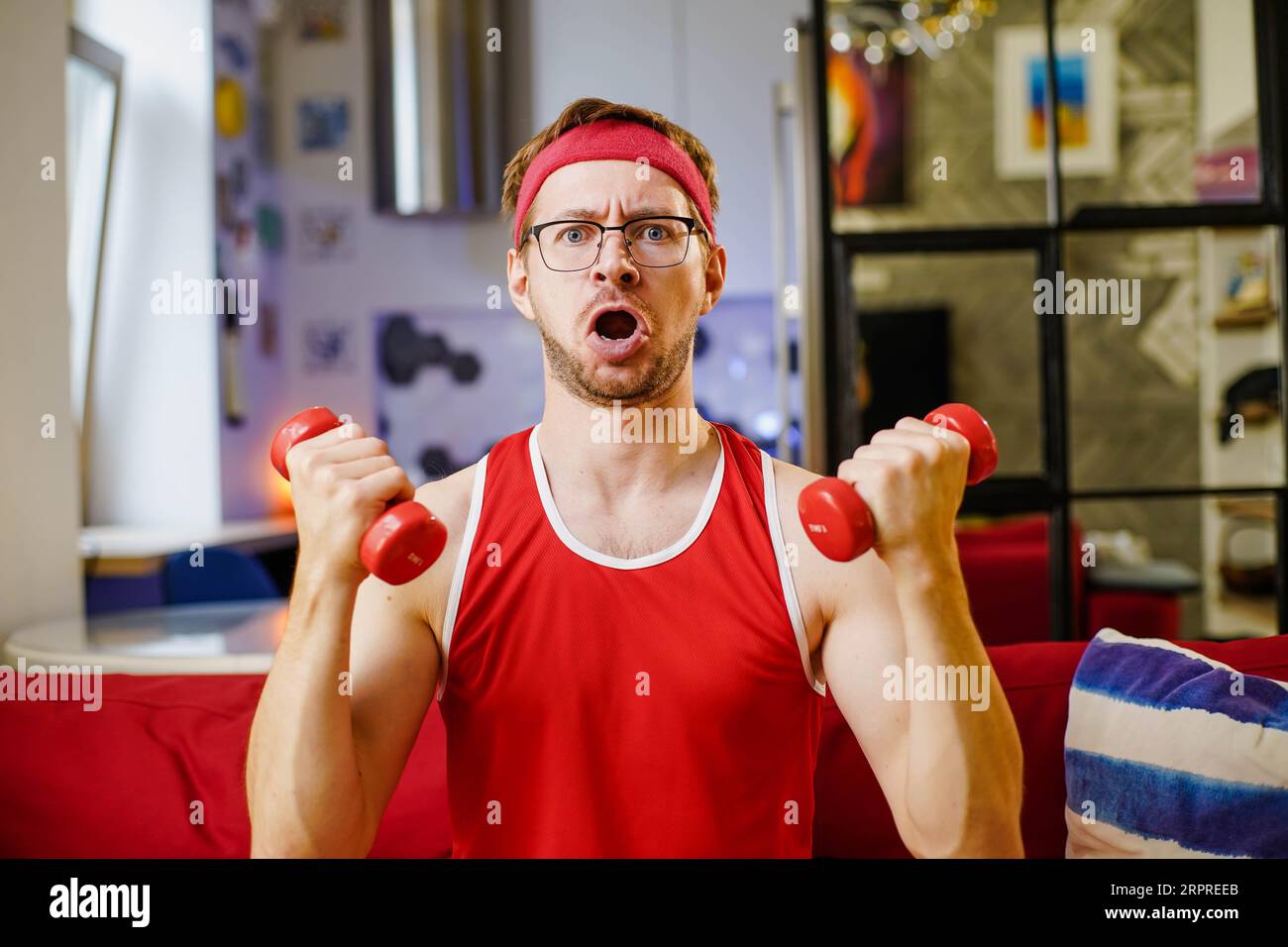 Geek guy exercise hi-res stock photography and images - Alamy