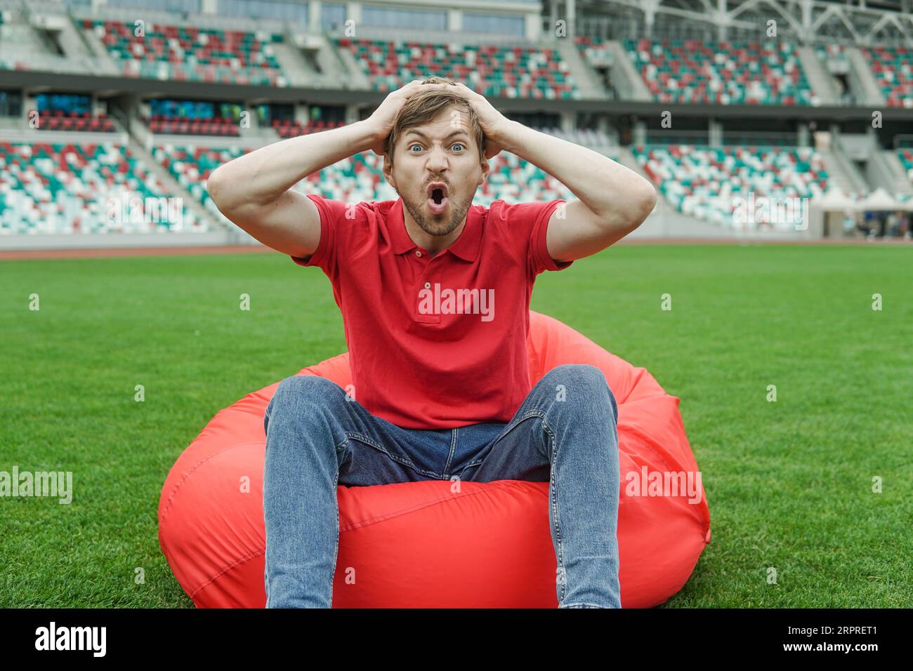 Nervous football fan in red hi-res stock photography and images - Alamy