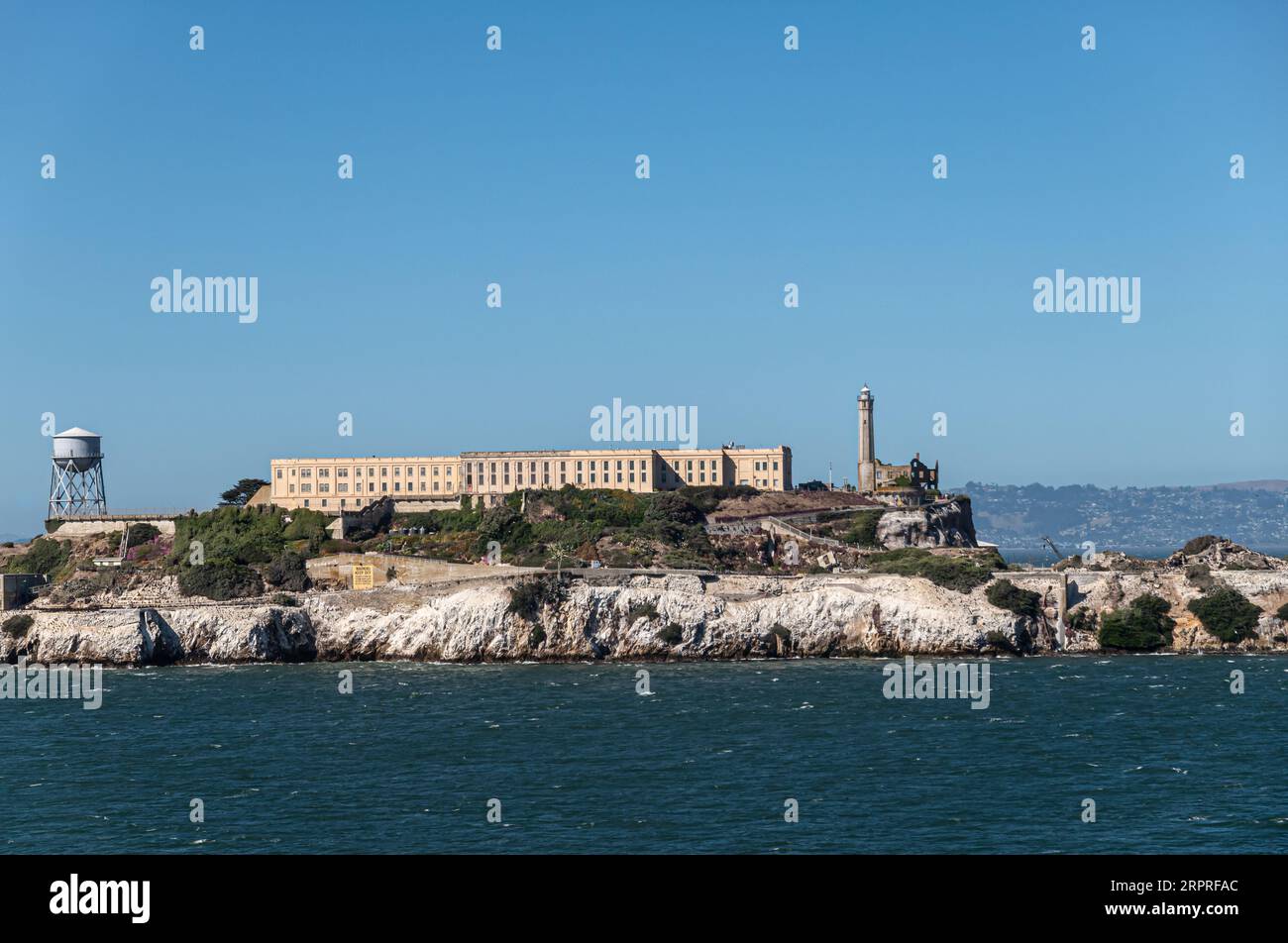 San Francisco, CA, USA - July 13, 2023: West shore of Alcatraz Island ...