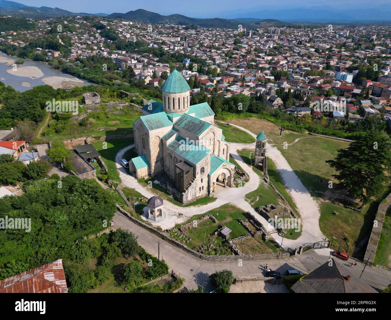 Aerial view from drone on Bagrati Cathedral reconstructed 11th century ...