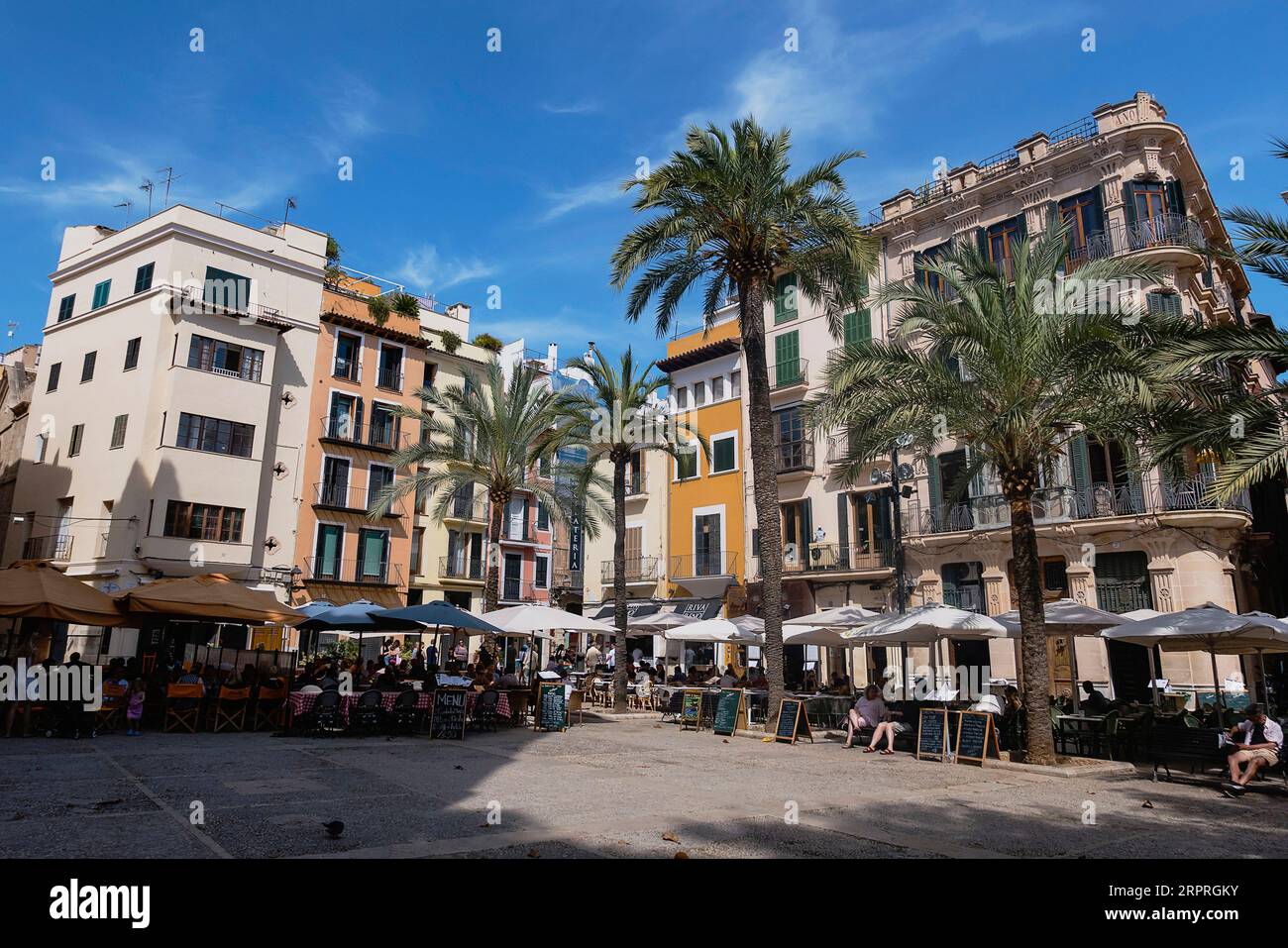 Spain, Balearic Islands, Majorca, Palma de Mallorca, Old Town. Placa de ...