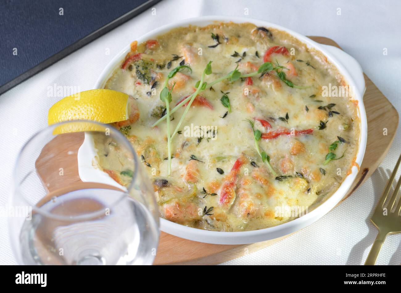 Baked Salmon Fillet in Creamy Sauce with Vegetables, Fish Pie ...