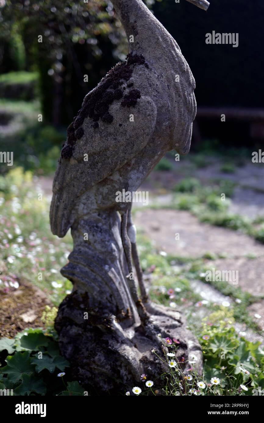 Stone Bird in Garden Stock Photo - Alamy