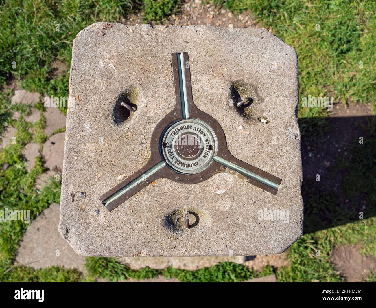 An Ordnance Survey triangulation Station on Ditchling Beacon in Sussex ...