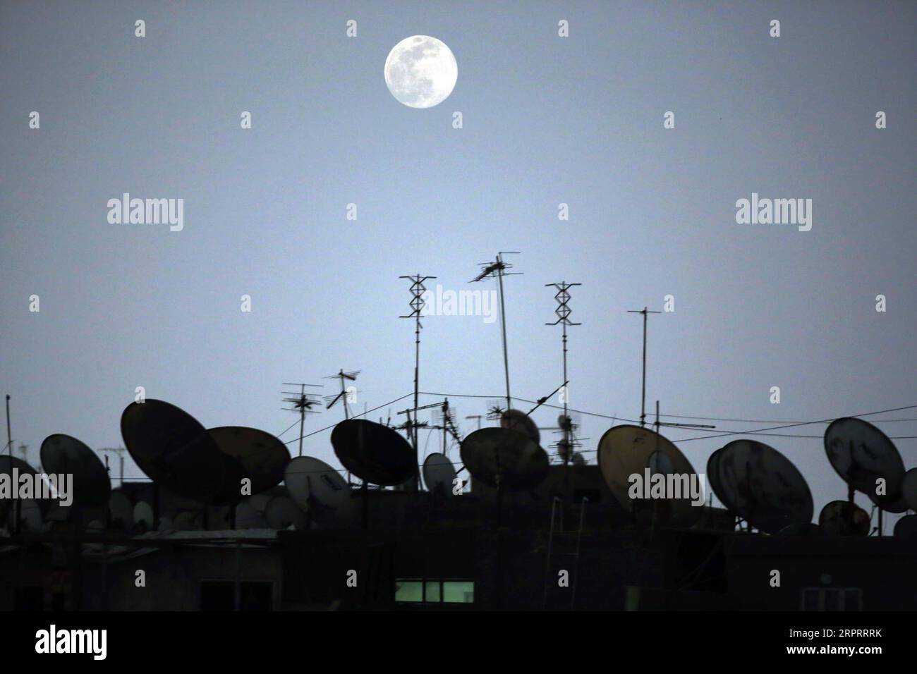 200407 -- CAIRO, April 7, 2020 -- A full moon is seen in the sky over ...