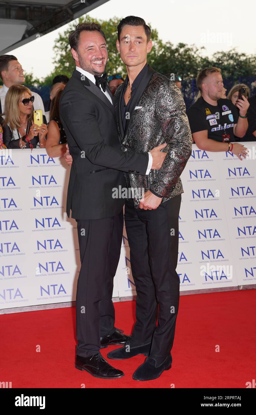 James Bye (left) and James Farrar arrive for the National Television Awards at the O2 Arena ...