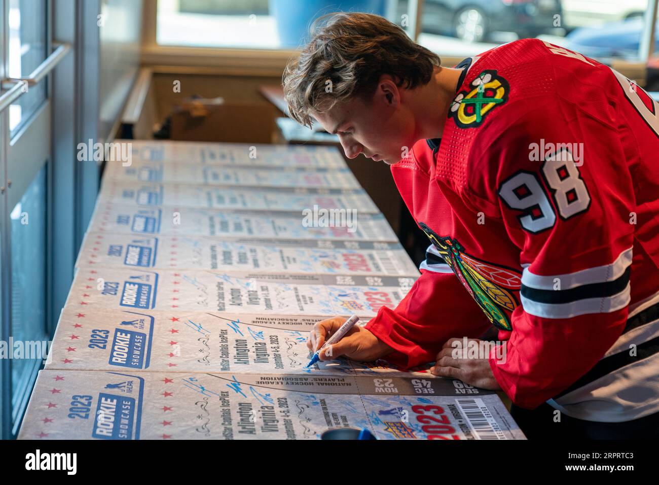 Chicago Blackhawks hockey player Connor Bedard, the number one overall ...