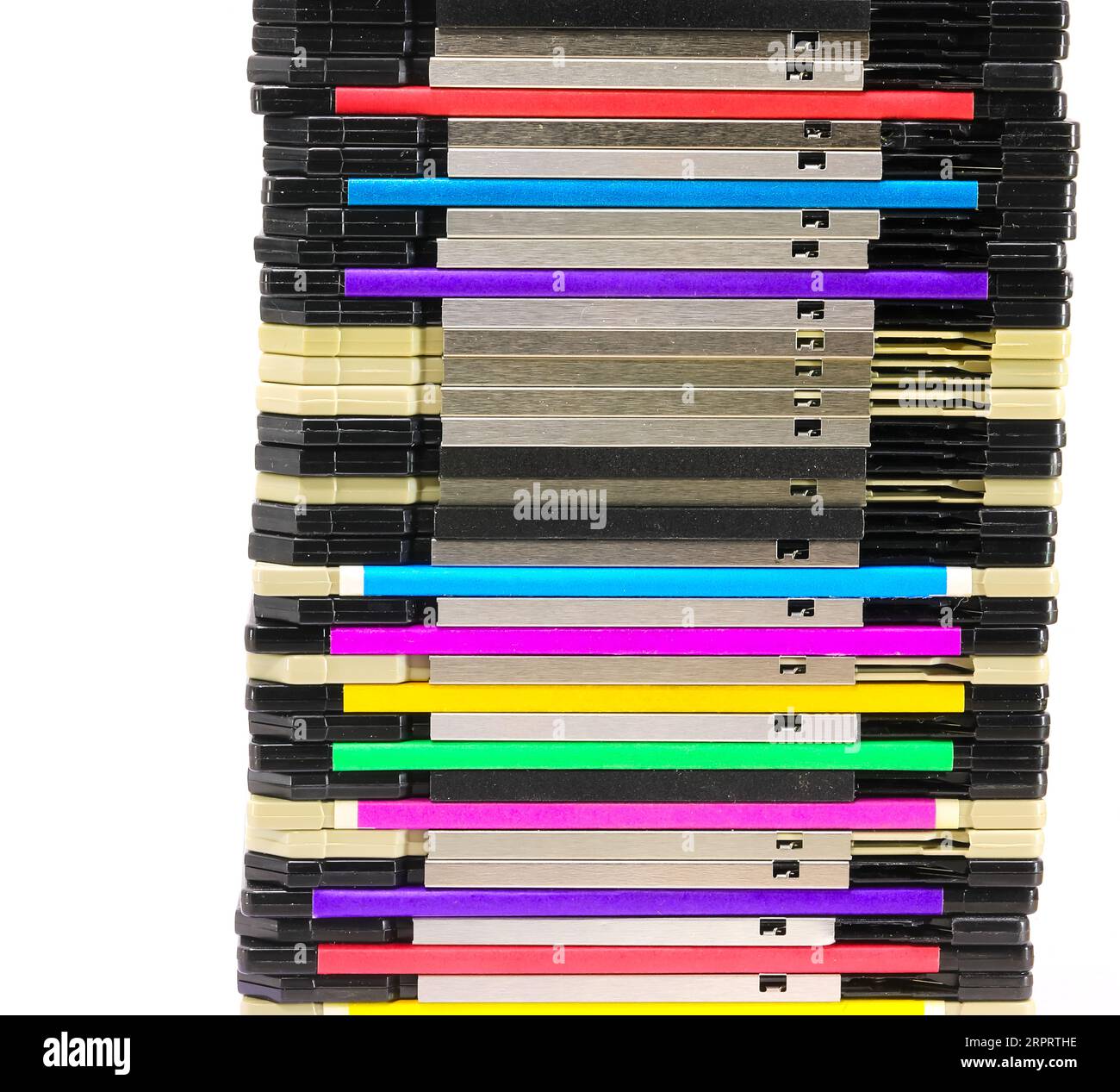 stack of old 1.44 inch floppies disks used to save computer data from ...