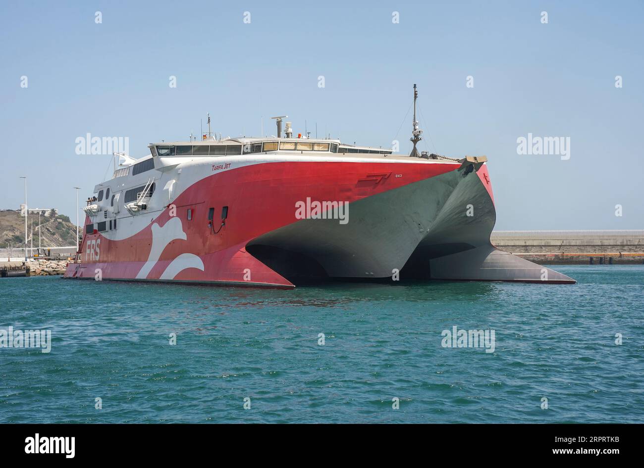 Tarifa Jet, fast catamaran ferry, in Port of Tarifa, Costa de la luz ...