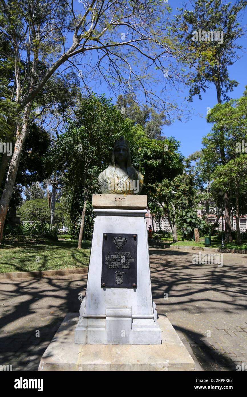 San José, Costa Rica - Details of the Parque España with statue of ...