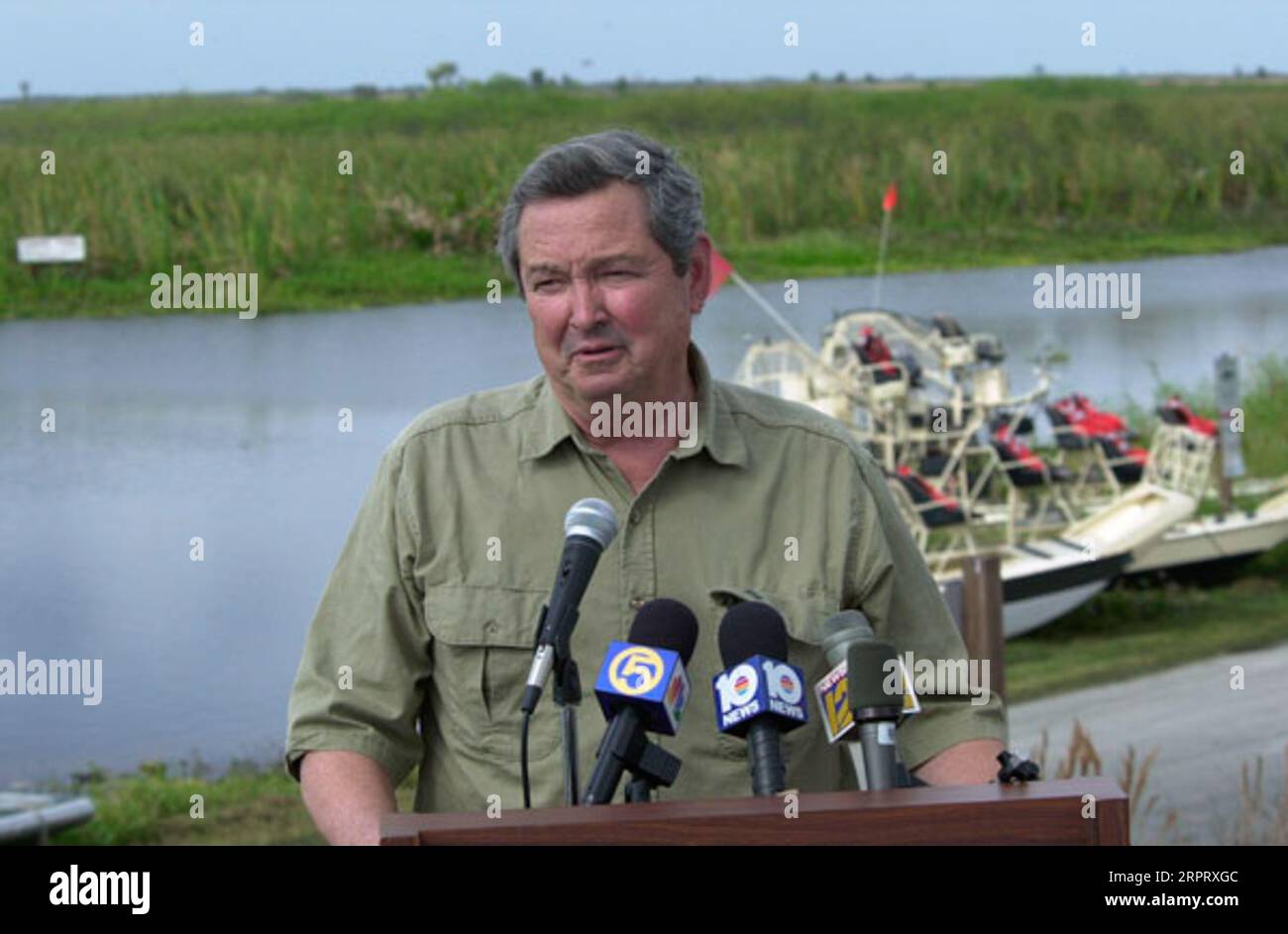 Florida Congressman E. Clay Shaw, Jr. speaking at press conference ...