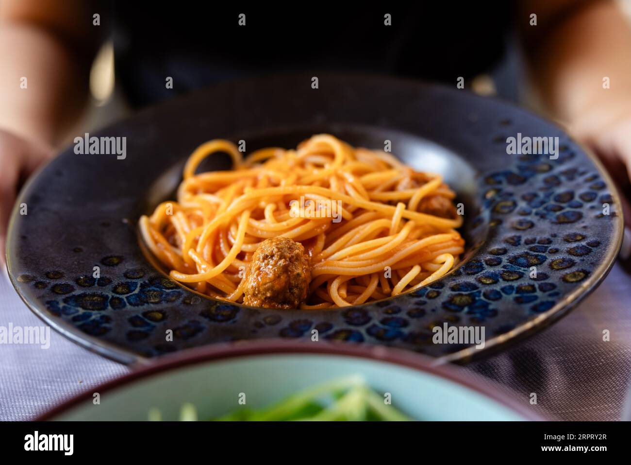 Fresh pasta spaghetti and meatballs in Rome Italy at a restaurant Stock ...