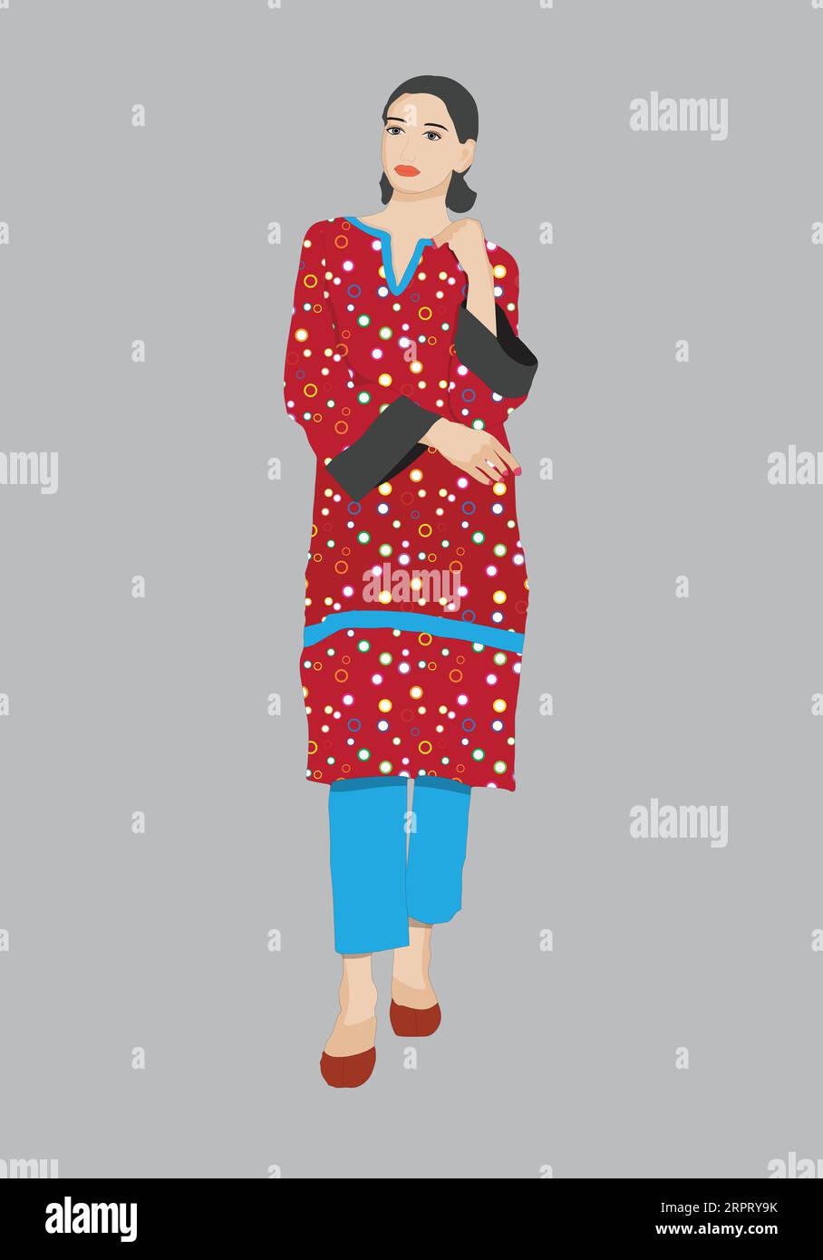 Girl wearing traditional Pakistani dress shalwar kameez Stock Vector ...