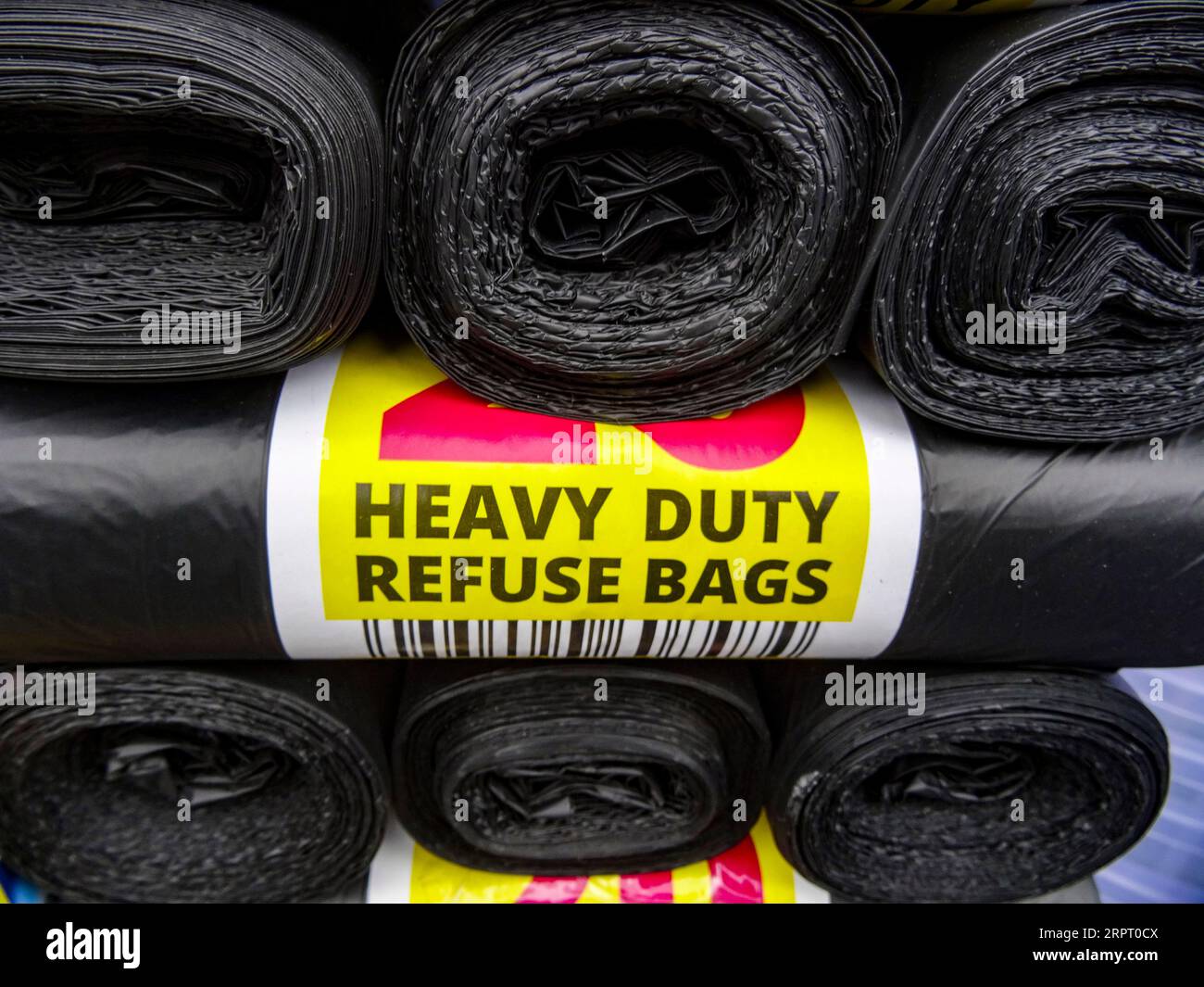 Found close up still life of heavy duty refuge bags as made patterns ...