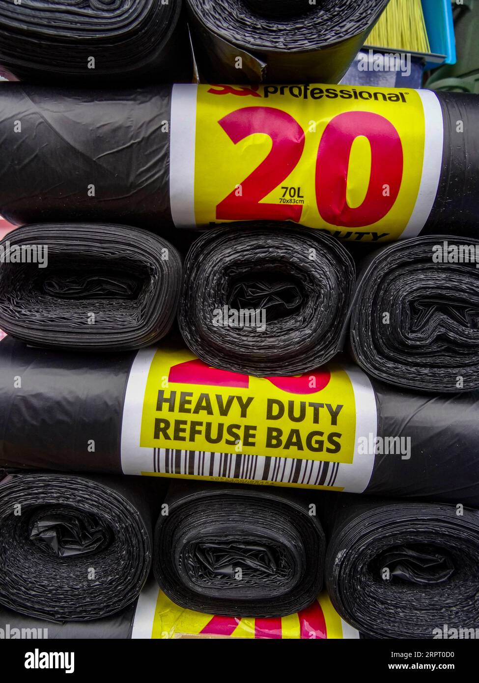 Found close up still life of heavy duty refuge bags as made patterns ...