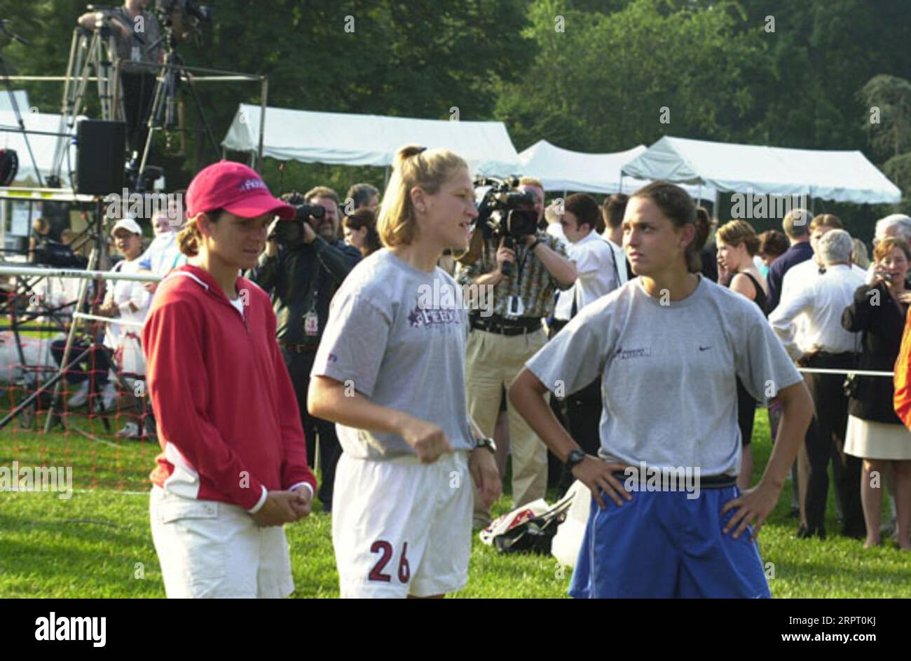 Attendees at the White House Fitness Expo on the White House lawn ...