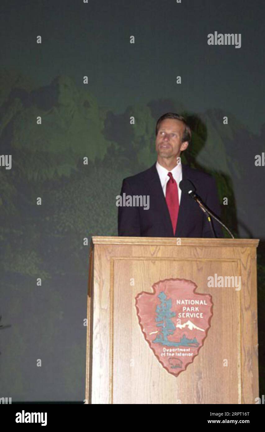 South Dakota Congressman John Thune speaking at ceremony at Mount ...