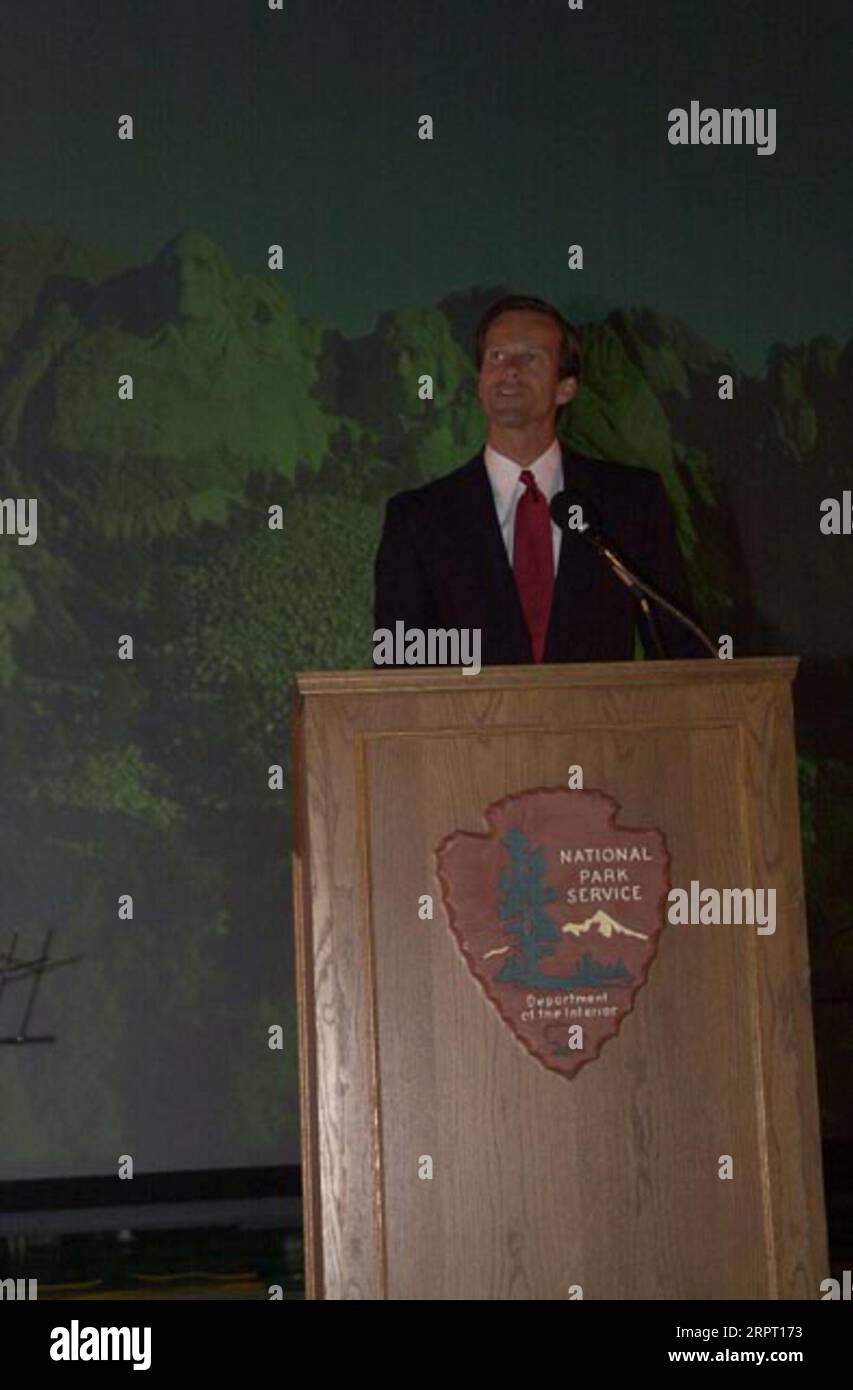 South Dakota Congressman John Thune speaking at ceremony at Mount ...