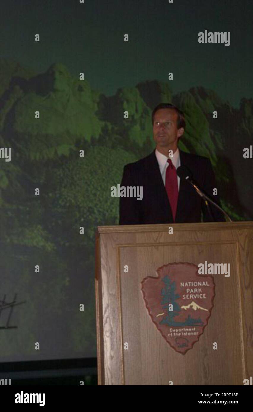 South Dakota Congressman John Thune speaking at ceremony at Mount ...
