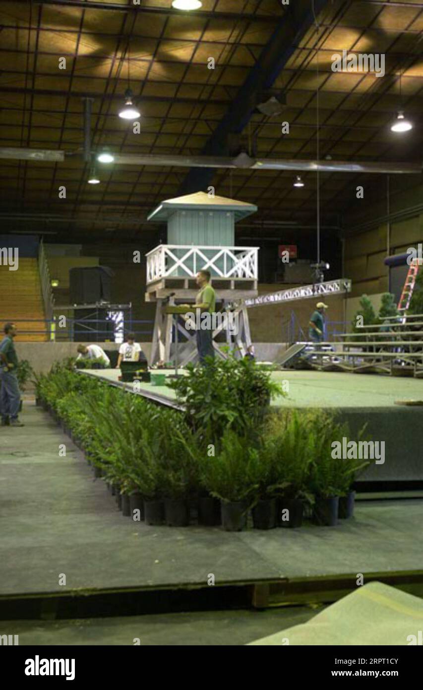 Preparations for appearance by President George Bush at the Jackson ...