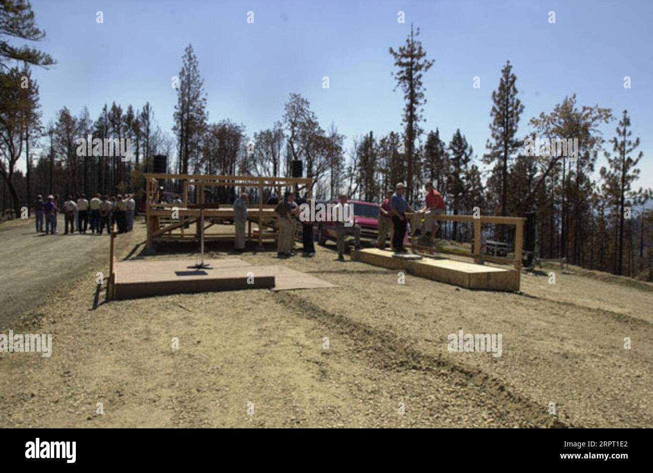 Preparations for appearance by President George Bush at the Jackson ...