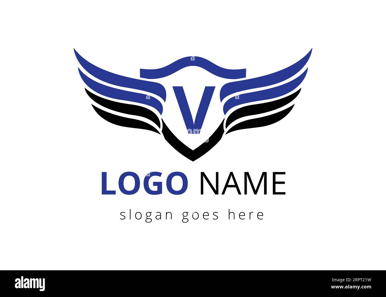Letter V Wing Logo Design For Freight and Transportation Symbol Stock ...