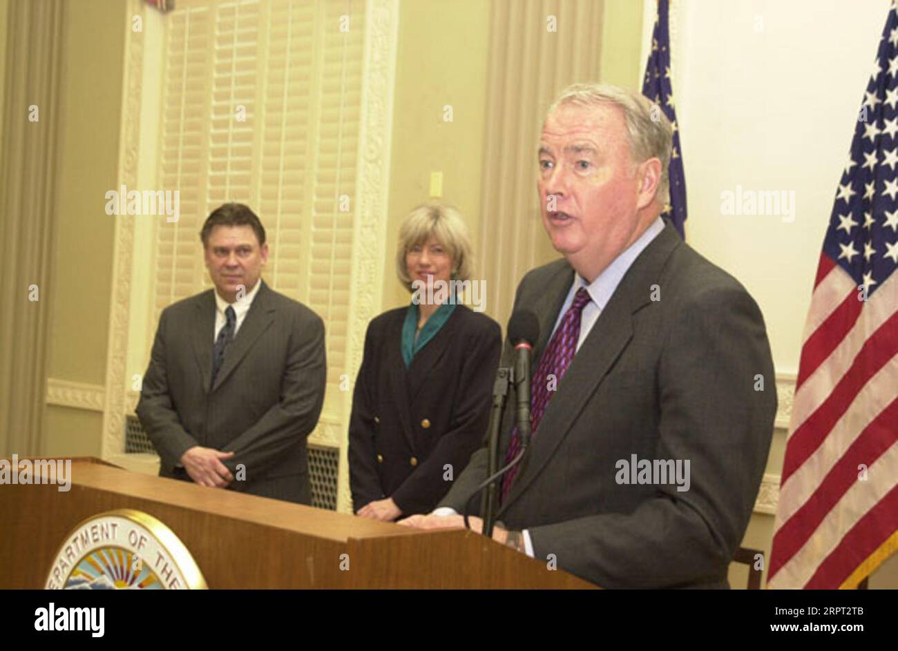 Alaska Governor Frank Murkowski speaking at the Department of Interior ...