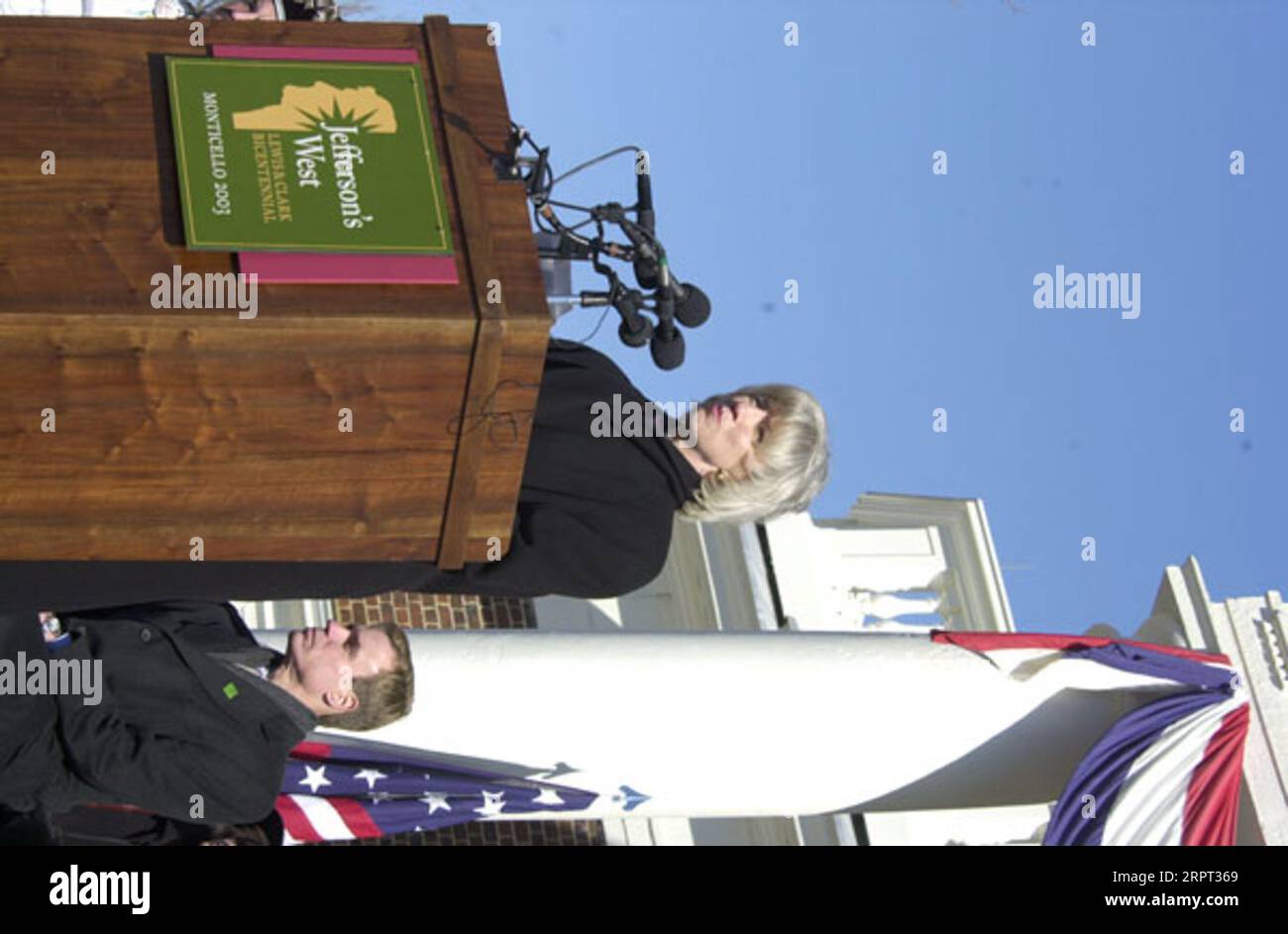 Secretary Gale Norton speaking at events marking the debut of the Lewis ...