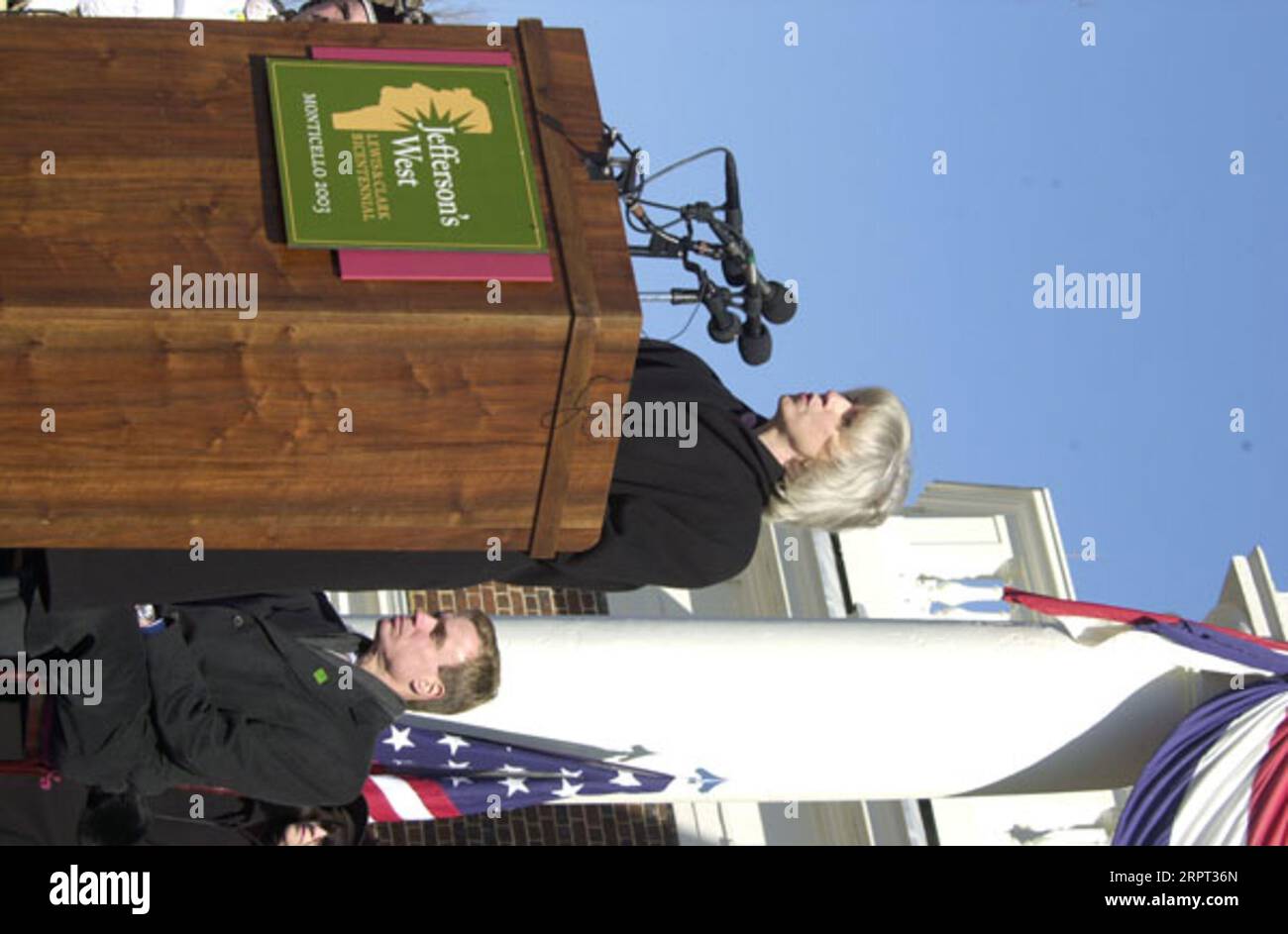 Secretary Gale Norton speaking at events marking the debut of the Lewis ...