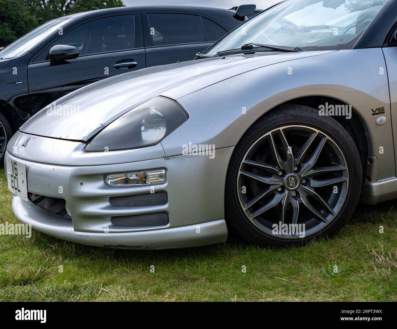 Close up of the front end of a Mitsubishi Eclipse sports car on display ...