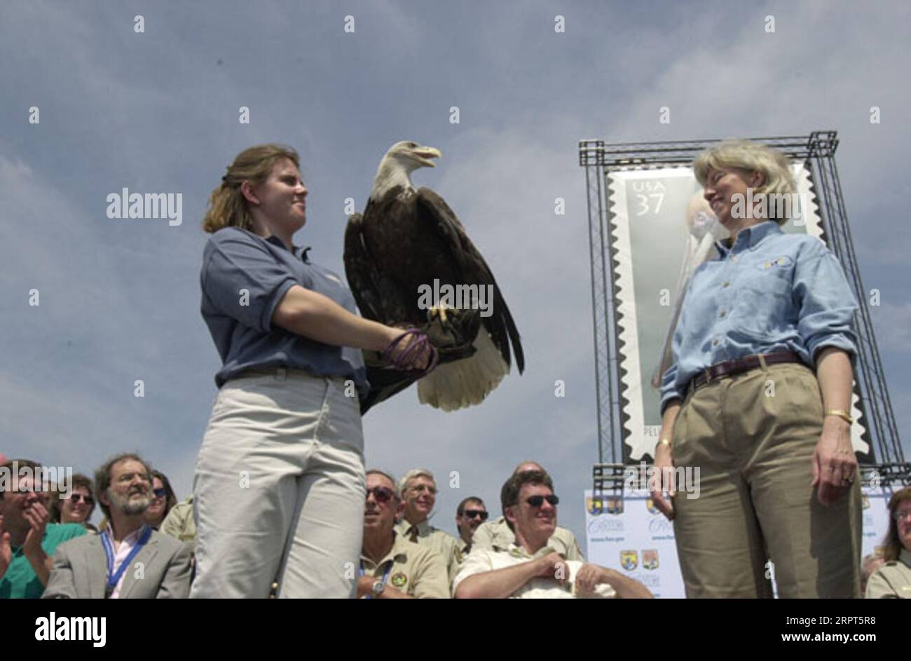 Secretary Gale Norton, right, admiring bald eagle during wildlife ...