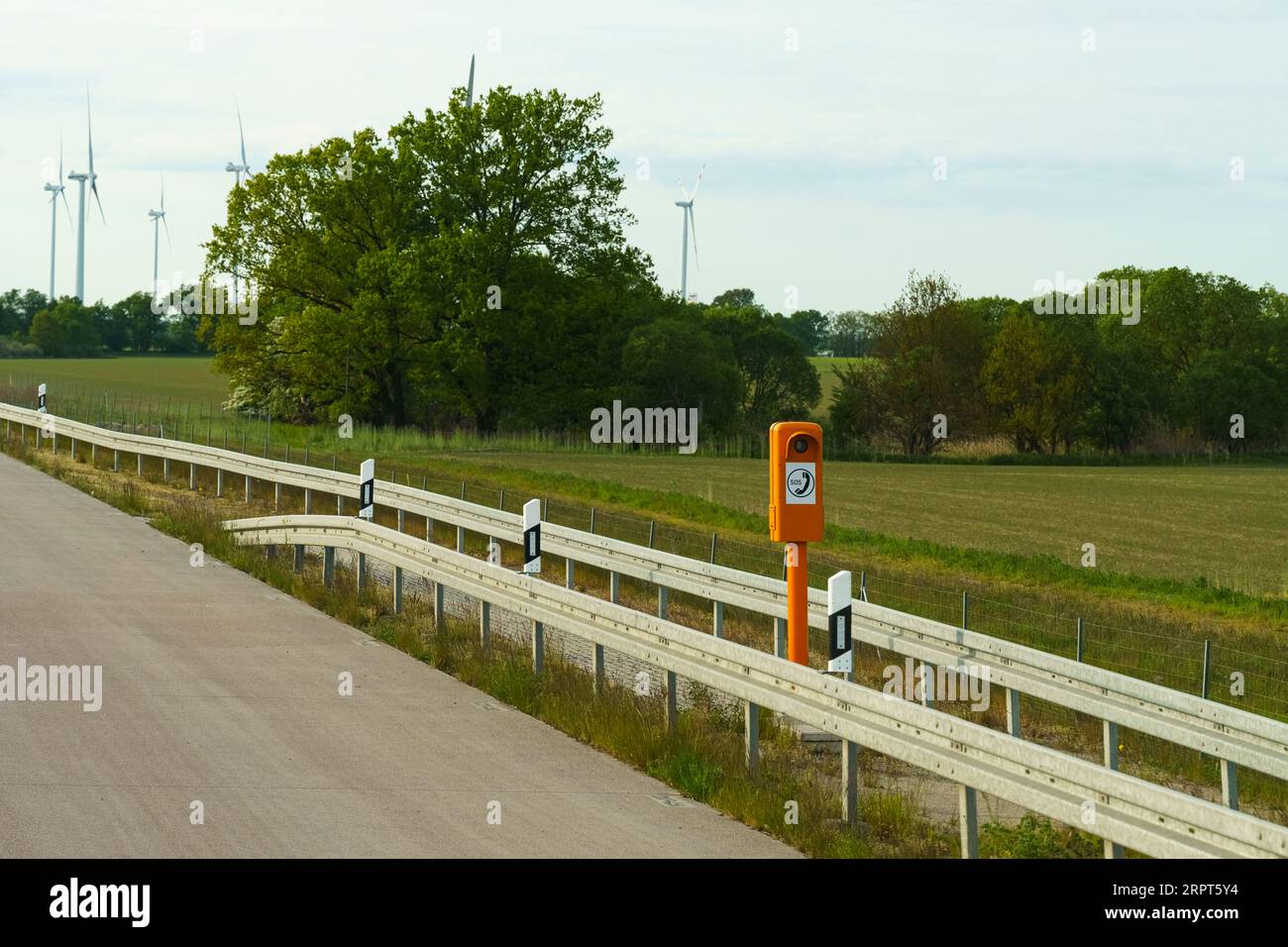 Road safety - orange SOS box on the motorway Stock Photo - Alamy