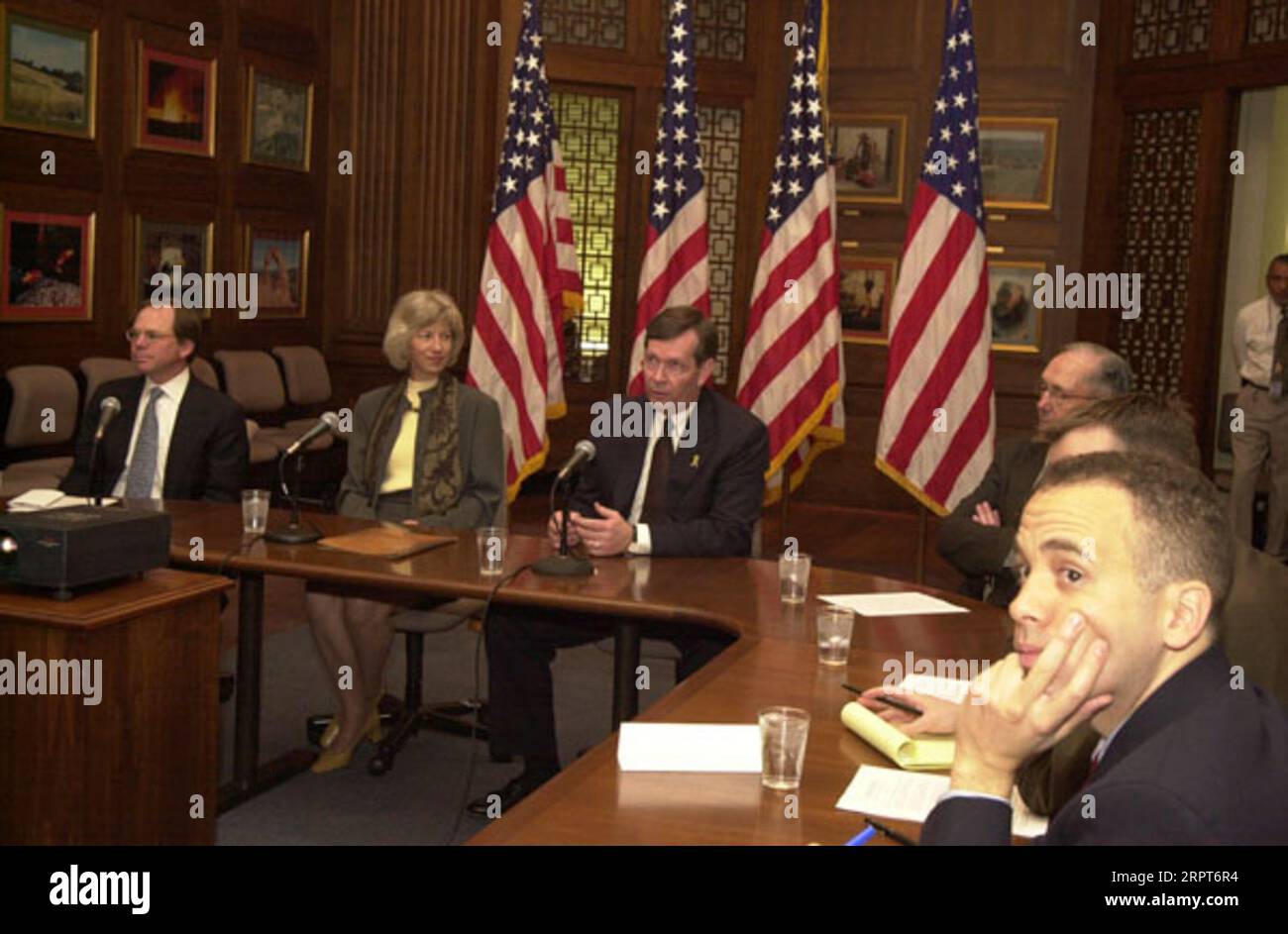 Utah Governor Mike Leavitt, third from left, speaking, with Secretary ...