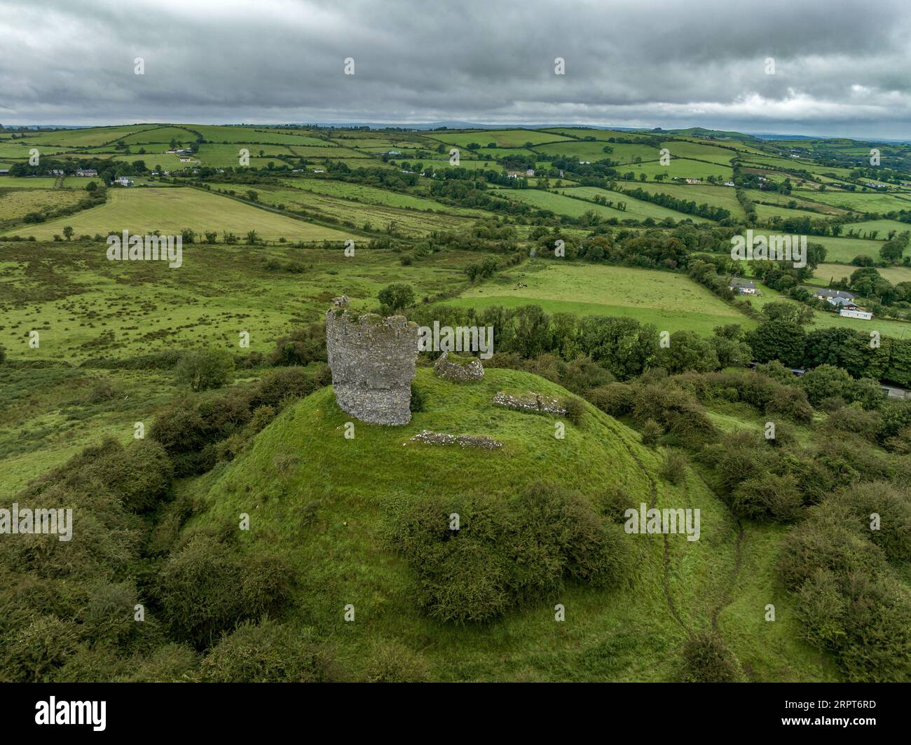 Aerial view ruins of Shanid castle in County Limerick important Anglo ...