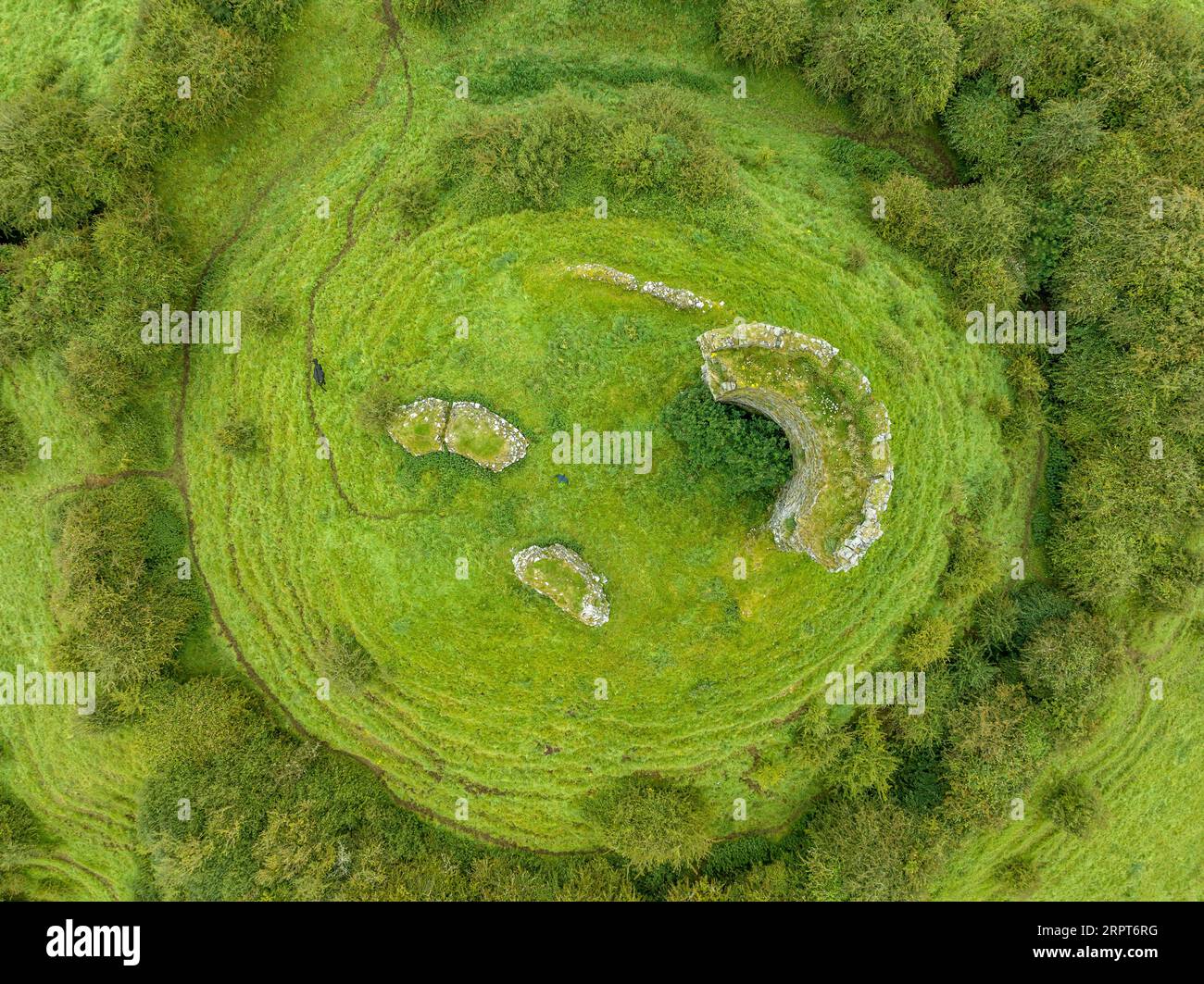 Aerial view ruins of Shanid castle in County Limerick important Anglo ...