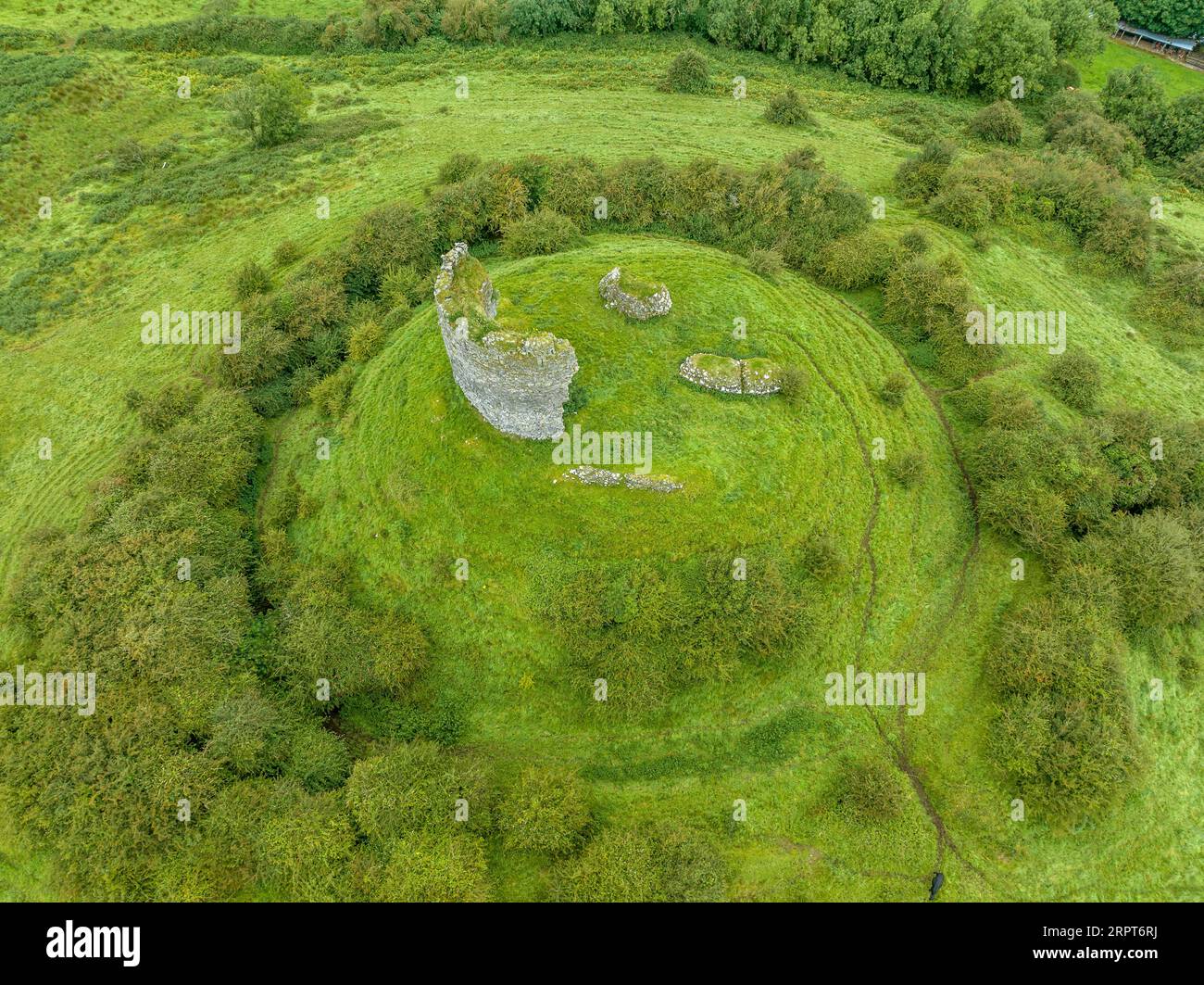 Aerial view ruins of Shanid castle in County Limerick important Anglo ...